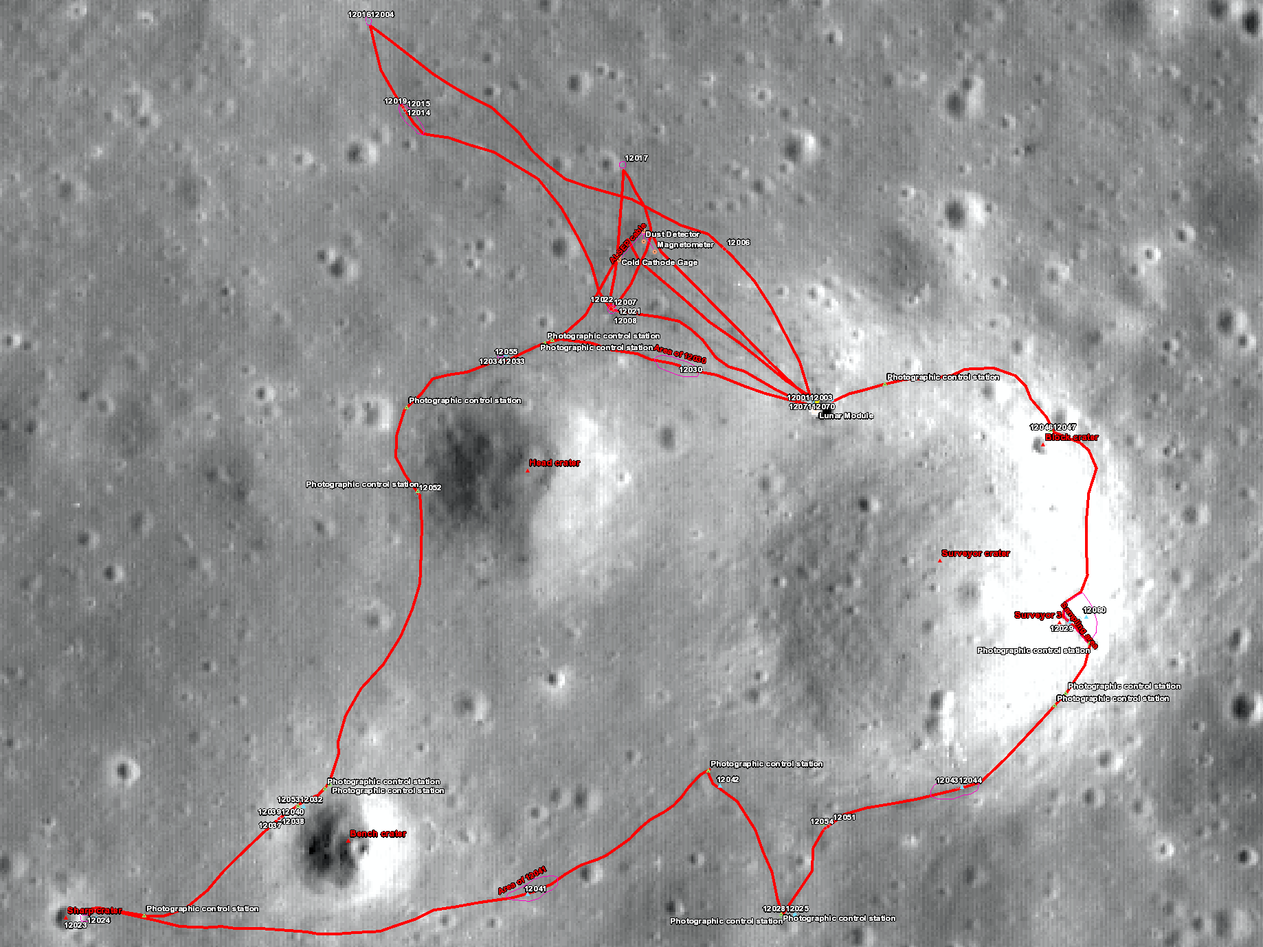 Location Moon Map Landing Site Apollo 12 Nited States
